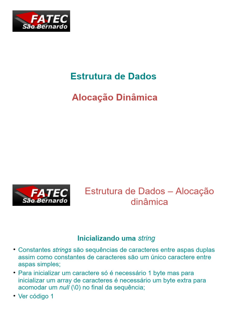 04 - Estrutura de Dados - Alocação Dinâmica - v3 | PDF | Ponteiro ...