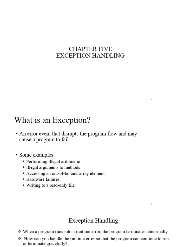 Chapter 5 Exception Handling | PDF | Information Technology | Computer ... Chapter 5 Exception Handling | PDF | Information Technology | Computer ...