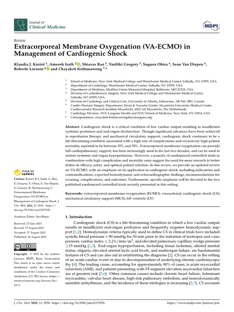 Artigo Ecmo | PDF | Shock (Circulatory) | Cardiology