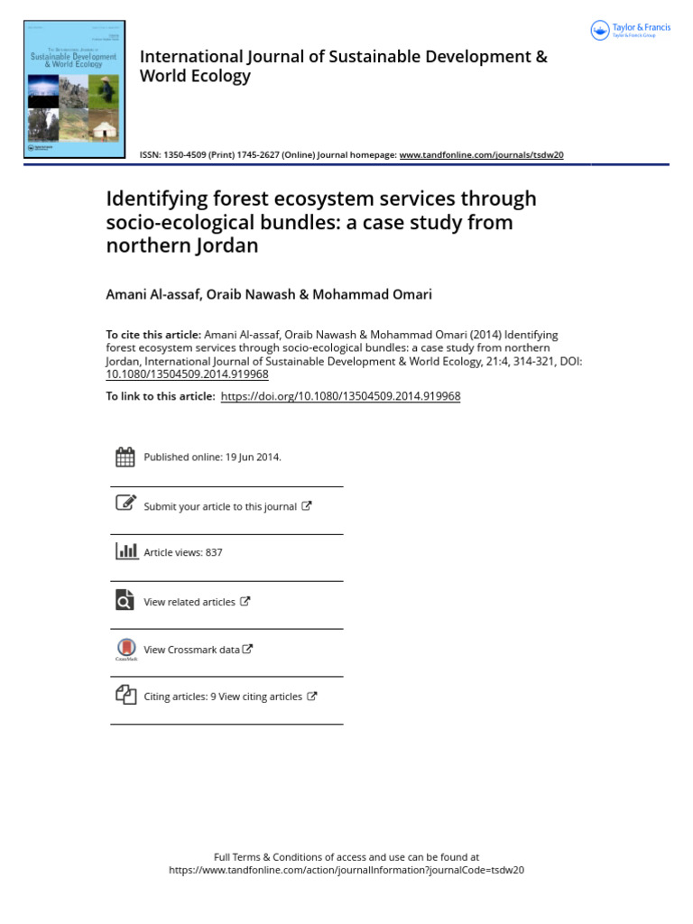 Identifying Forest Ecosystem Services Through Socio-Ecological Bundles ...