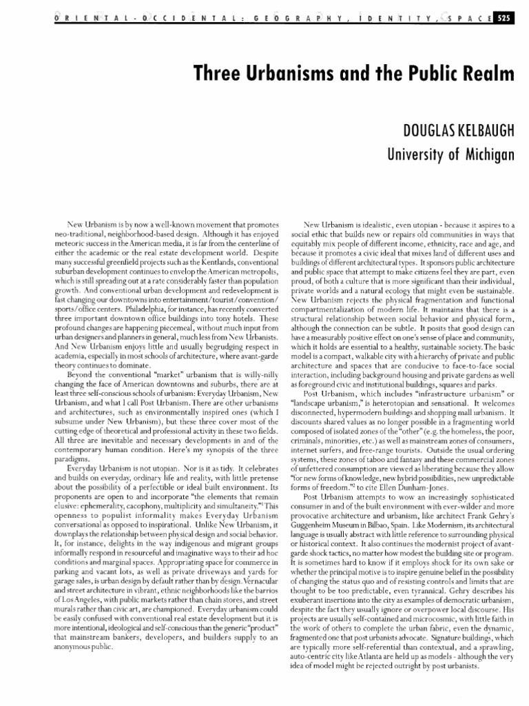 Three Urbanism Paradigms Explained | PDF | Urban Planning