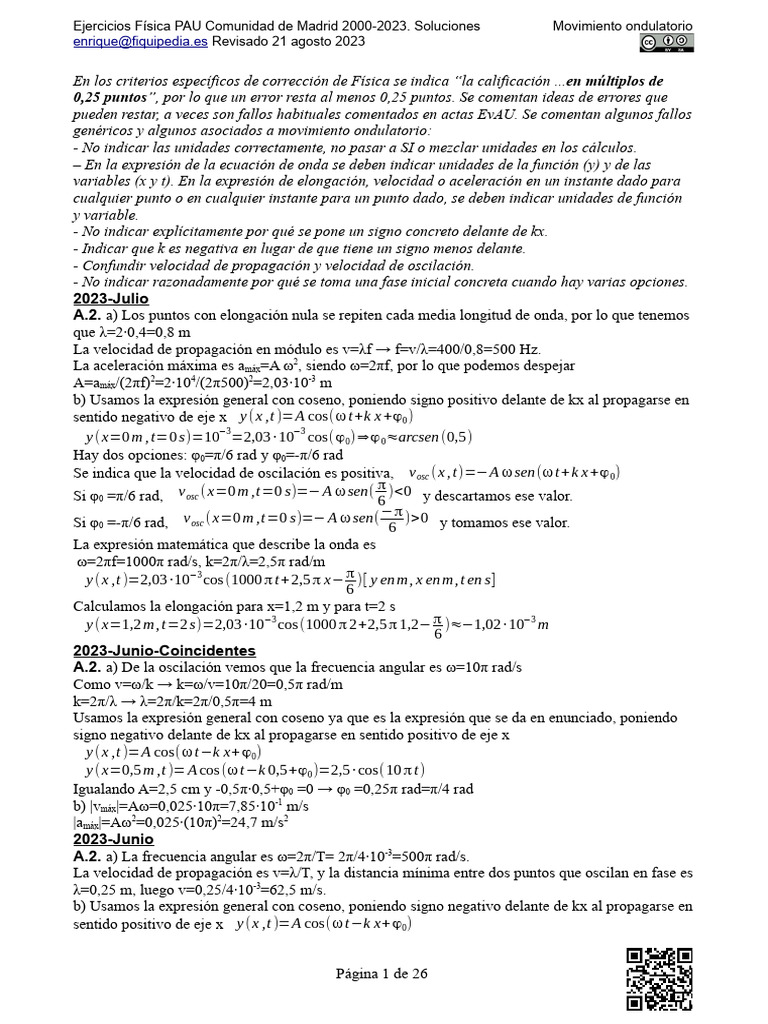 F3.2 PAU MovimientoOndulatorio Soluc | PDF | Oscilación | Olas