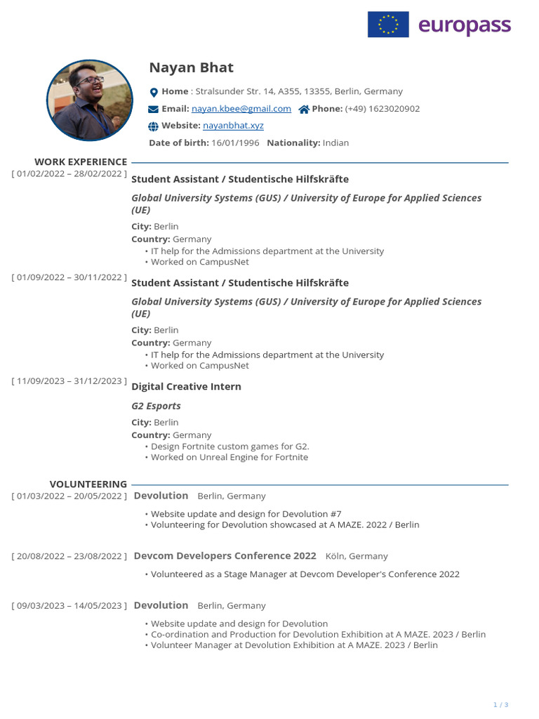 Nayan Bhat - CV | PDF | Object Oriented Programming | Computer Programming