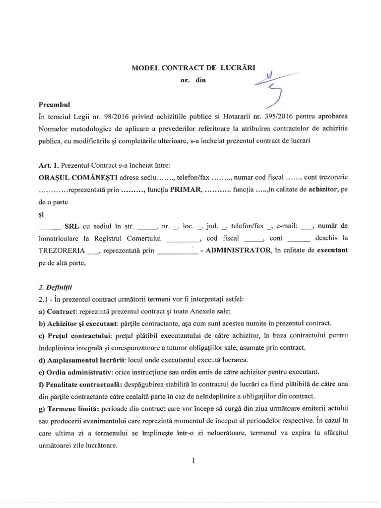 Model Contract de Lucrari | PDF