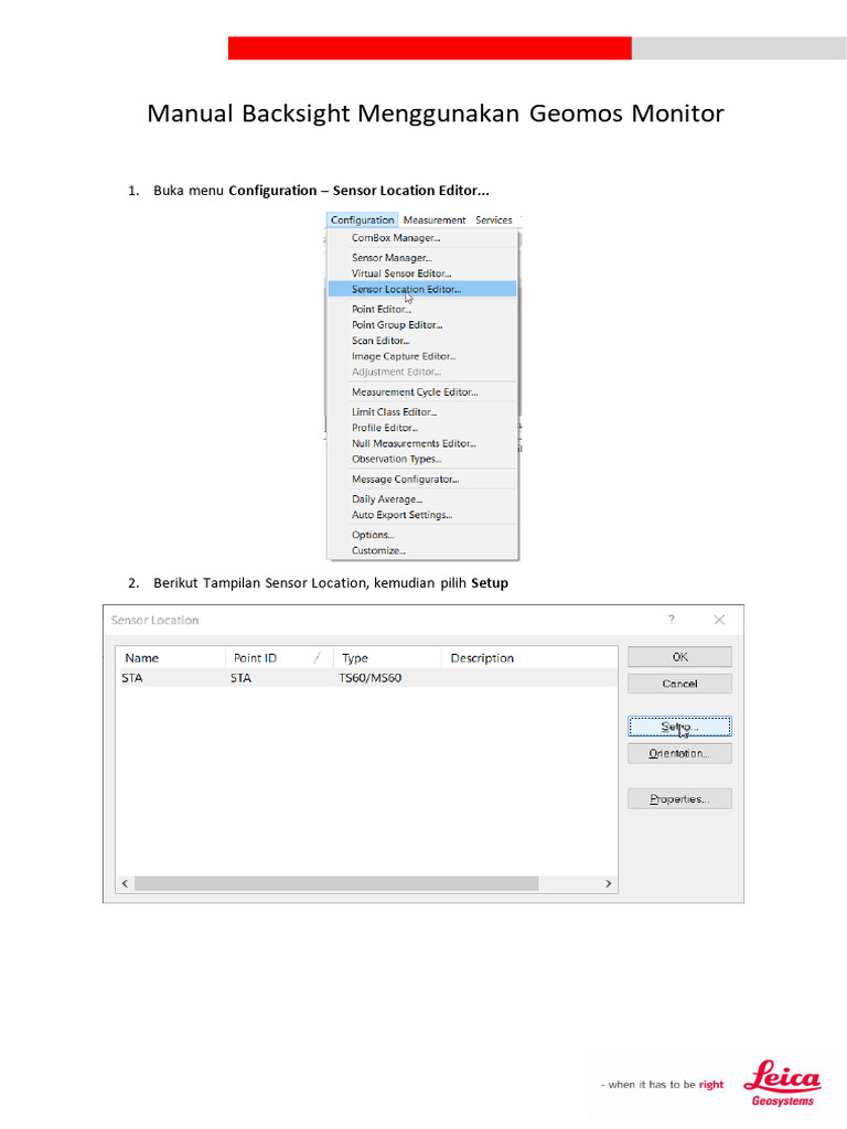 Panduan Backsight Geomos Monitor | PDF