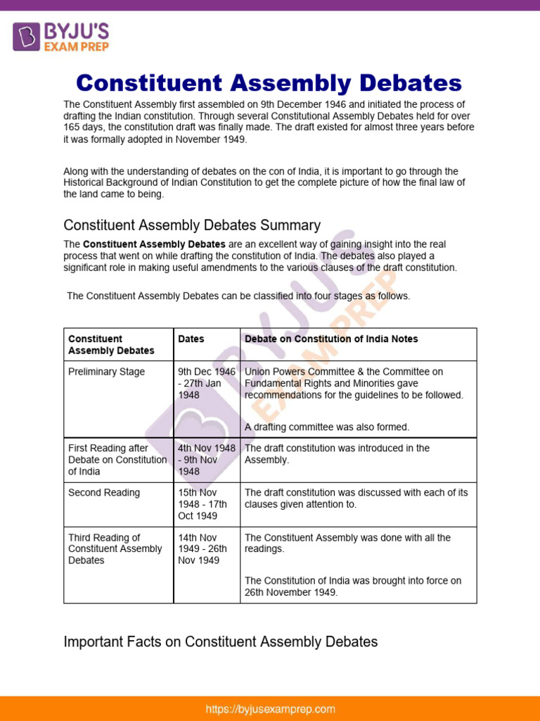 Constituent Assembly Debates Upsc Notes 97 | PDF | Constitution ...