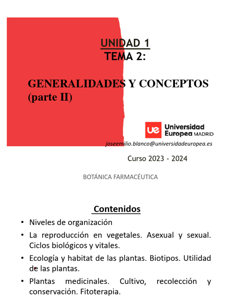 BOT Tema 2 GENERALIDADES (Parte 2) | PDF | Plantas | Botánica