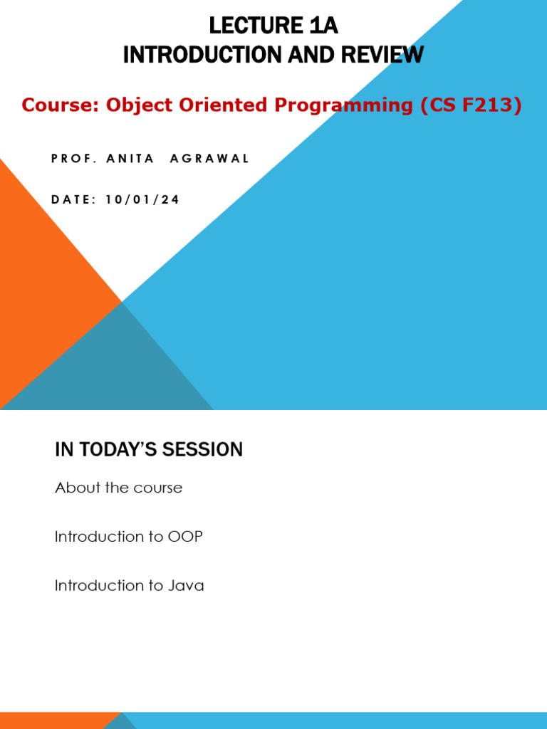 Lect-1A Introduction and Review | PDF | Java (Programming Language) | Class (Computer Programming)