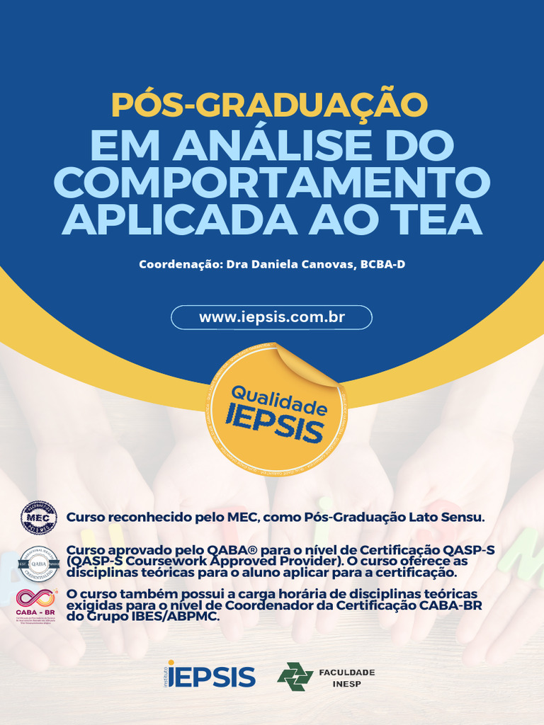 Iepsis - Pós em Analise Do Comportamento Aplicada Ao TEA | Download ... Iepsis - Pós em Analise Do Comportamento Aplicada Ao TEA | Download ...