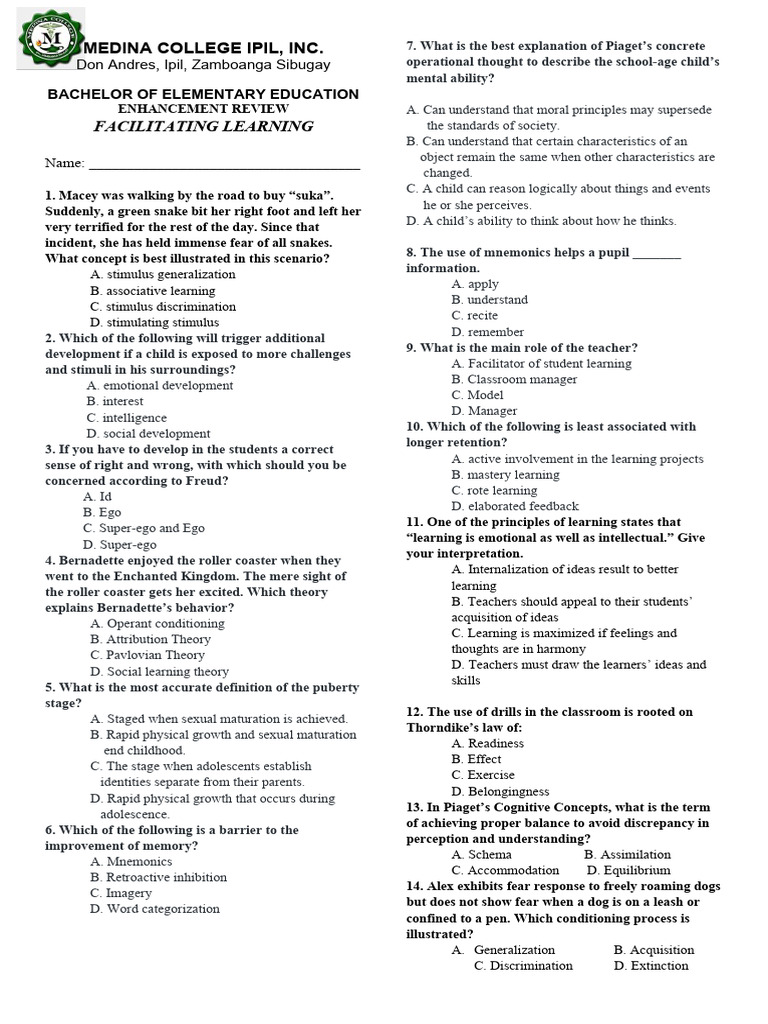 Er-Beed 4 Test Paper | PDF | Learning | Thought