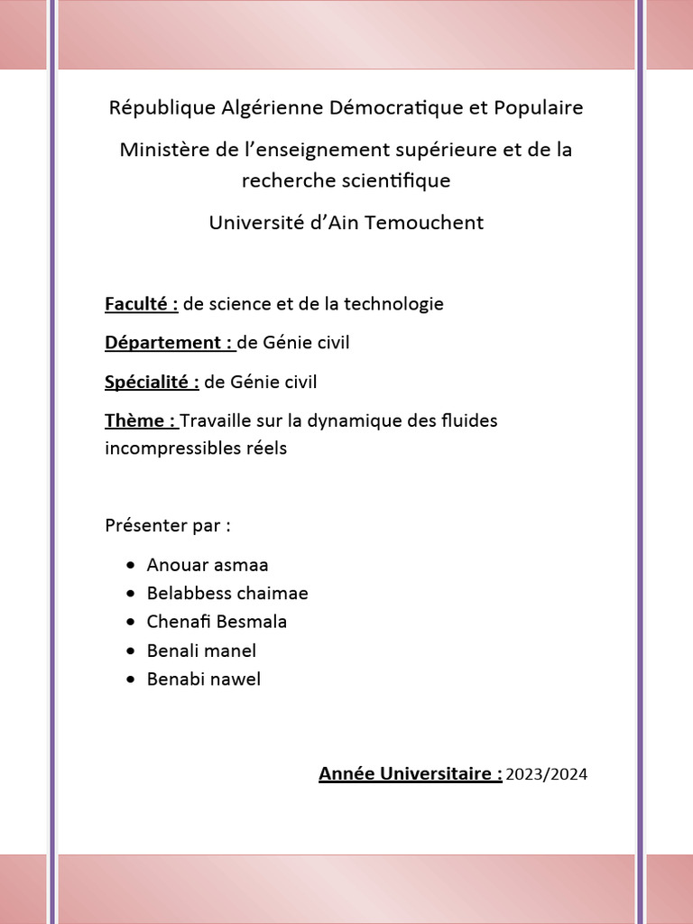 Dynamique des fluides incompressibles | PDF | Nombre de Reynolds | Dynamique des fluides