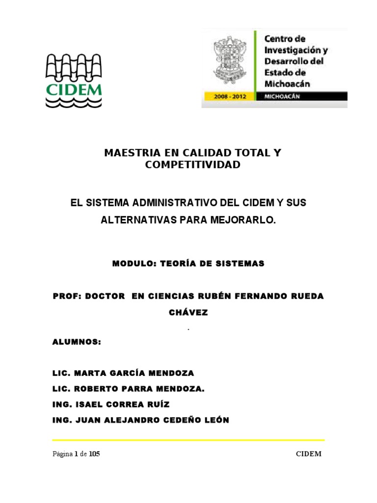 Mejora del Sistema Administrativo en CIDEM | PDF | Competitividad | Science