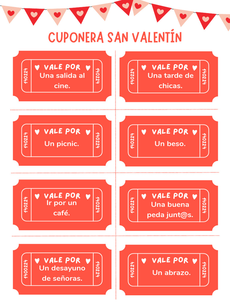 Documento A4 Cuponera San Valentín Creativo Rojo | PDF