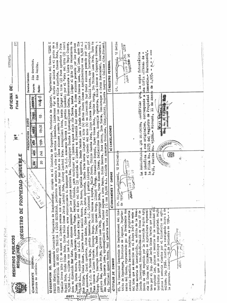 Ficha registral Comunidad | PDF