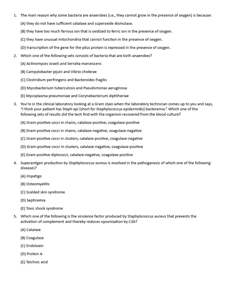 Warren Clinical Bacteriology MCQs + Ans | PDF | Streptococcus | Pneumonia