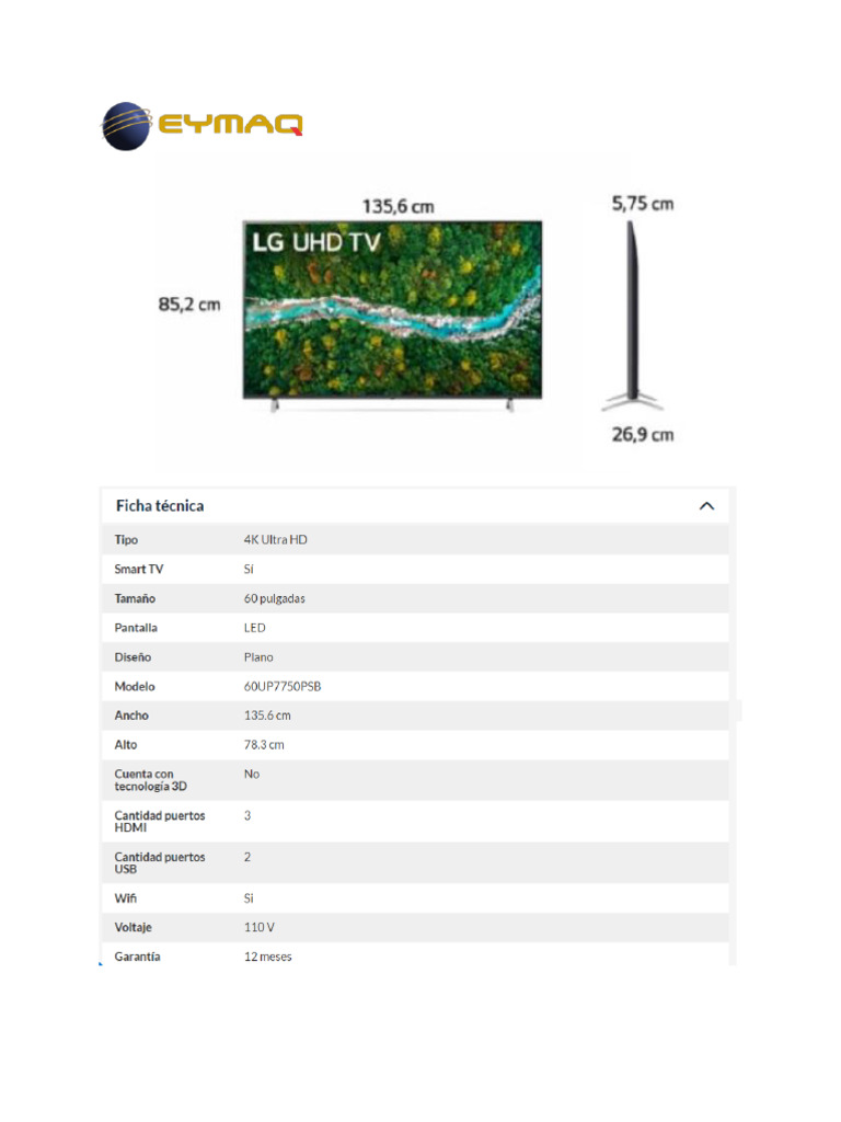 Televisor 60 Pulgadas 4K HD Smart TV Activ HD | PDF