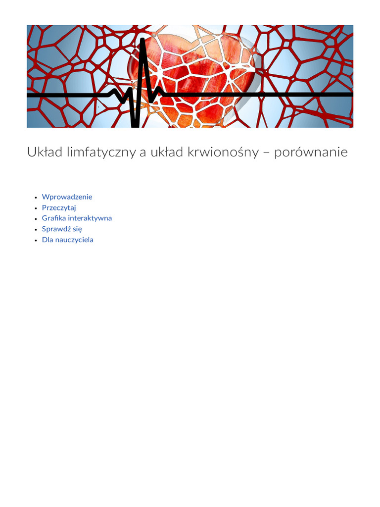 Uklad Limfatyczny A Uklad Krwionosny Porownanie | PDF