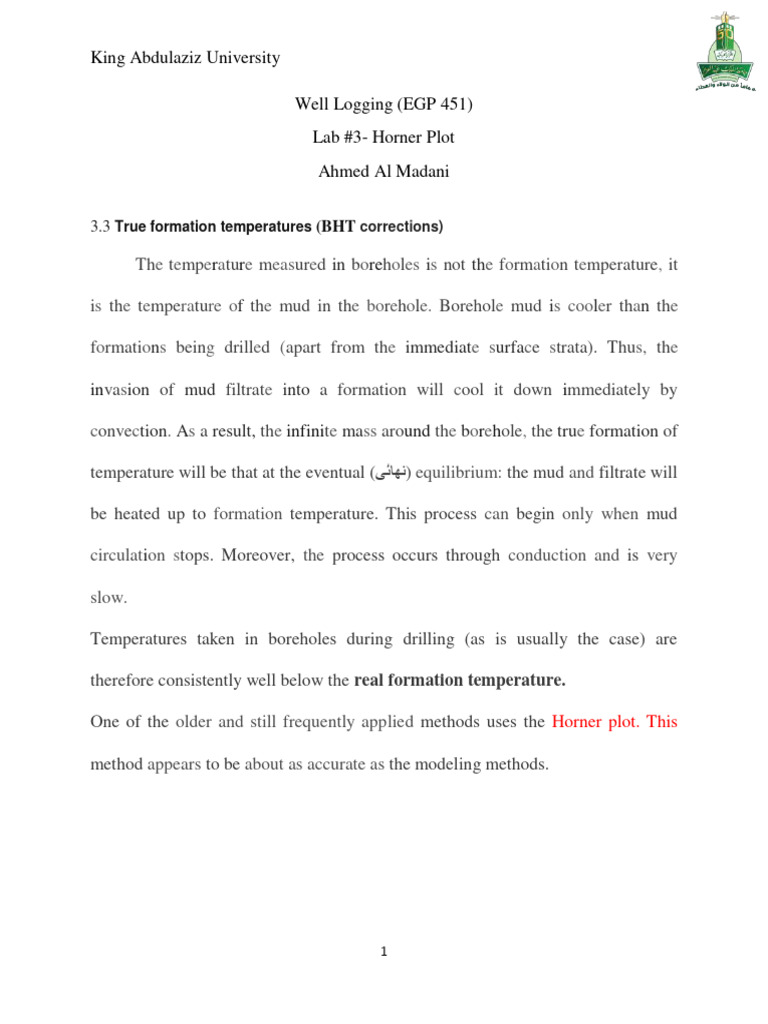Lab#3-Horner Plot | PDF | Temperature | Borehole