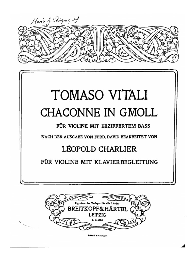 Chaconne Di Vitali | PDF