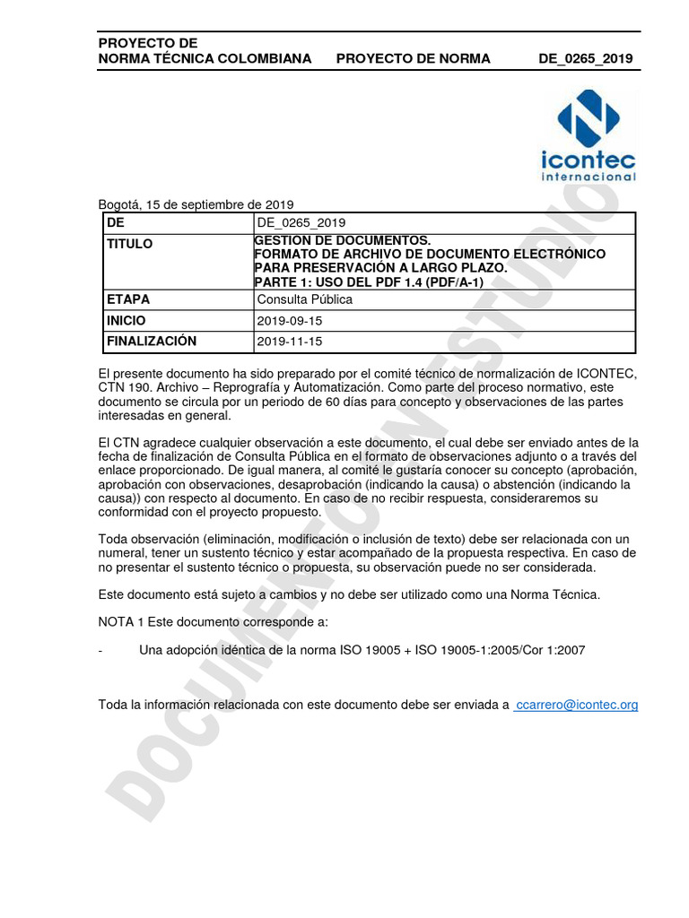 Ntc-Iso 19005 2019 | PDF | Archivo de computadora | Color