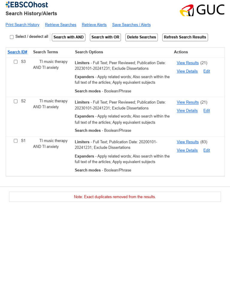 Result List - TI Music Therapy and TI Anxiety - EBSCOhost | PDF | Experiment | Psychotherapy