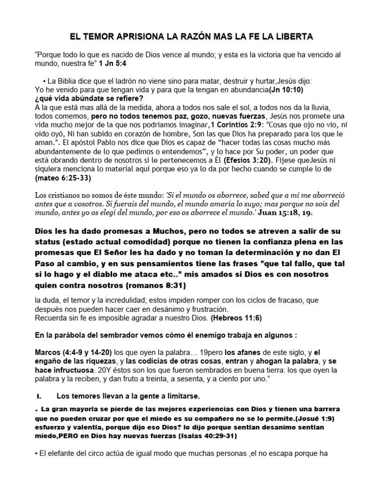 El Temor Aprisiona La Razón Mas La Fe La Liberta | PDF | Fe | Creencia religiosa y doctrina