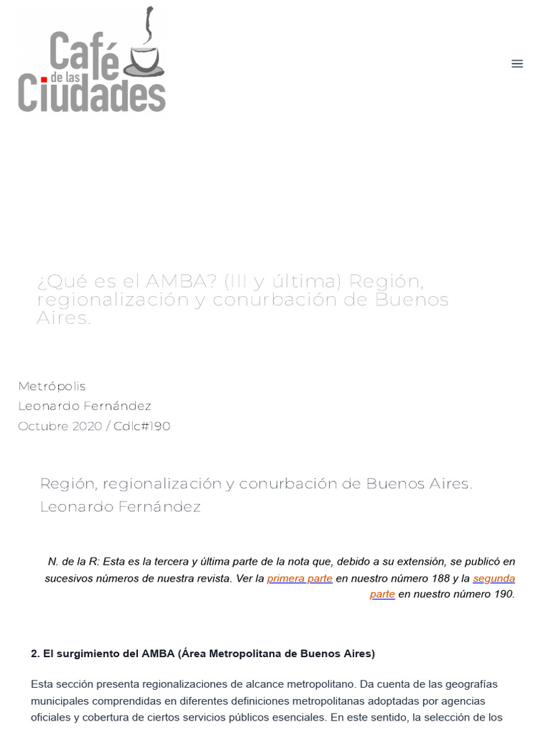 ¿Qué Es El AMBA - (III y Última) Región, Regionalización y Conurbación ...