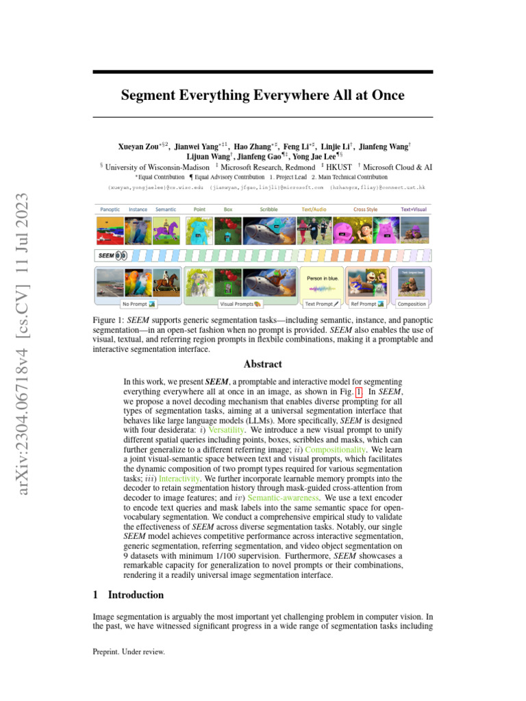 Segment Everything Everywhere All at Once (SEEM-Microsoft) | PDF | Image Segmentation | Computer ...
