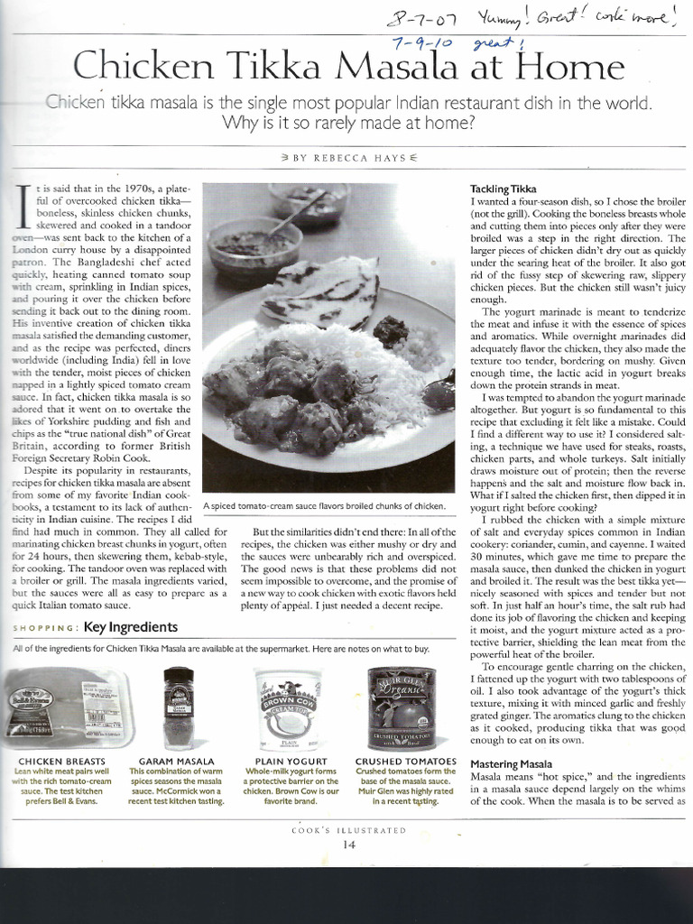 Chicken Tikka Masala | PDF