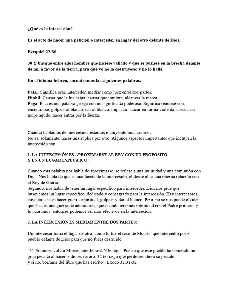 ¿Qué Es La Intercesión | PDF | Intercesión | Oración