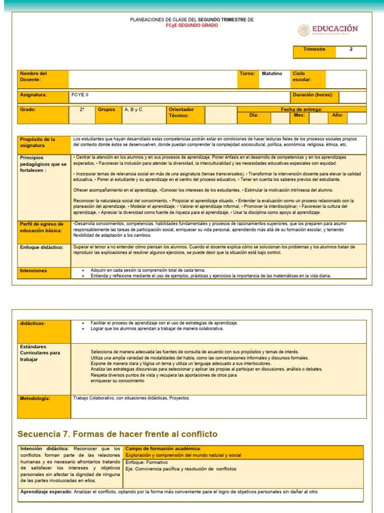 Secuencia 7. Formas de Hacer Frente Al Conflicto | PDF | Aprendizaje ...