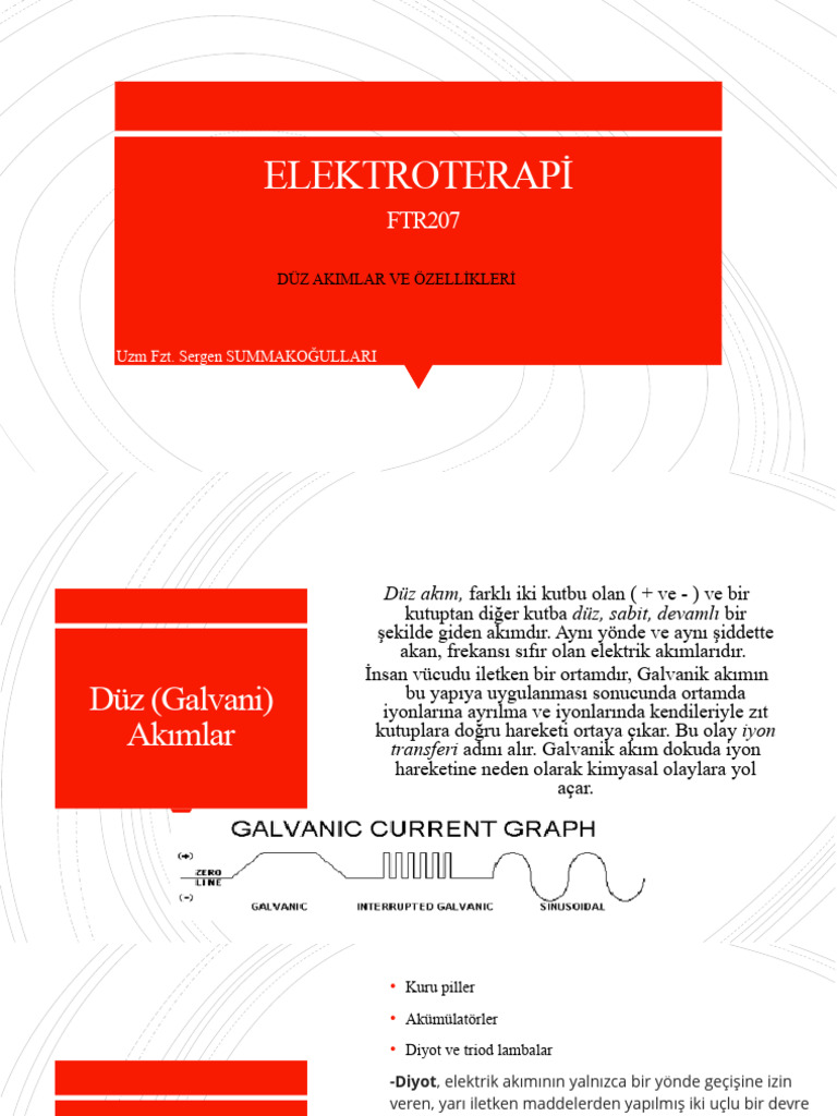Elektroterapi̇ Ders 3 Düz Akımlar | PDF