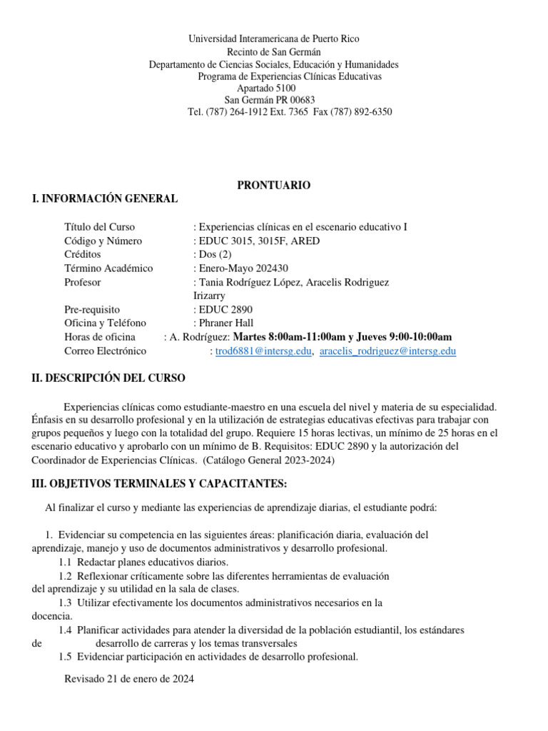 Prontuario Prepractica Ene2024 | PDF | Evaluación | Aprendizaje