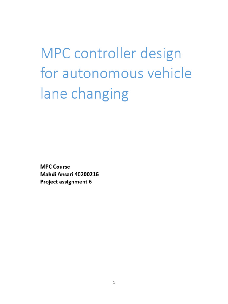 MPC Controller Design For Autonomous Vehicle Lane Changing | PDF ...