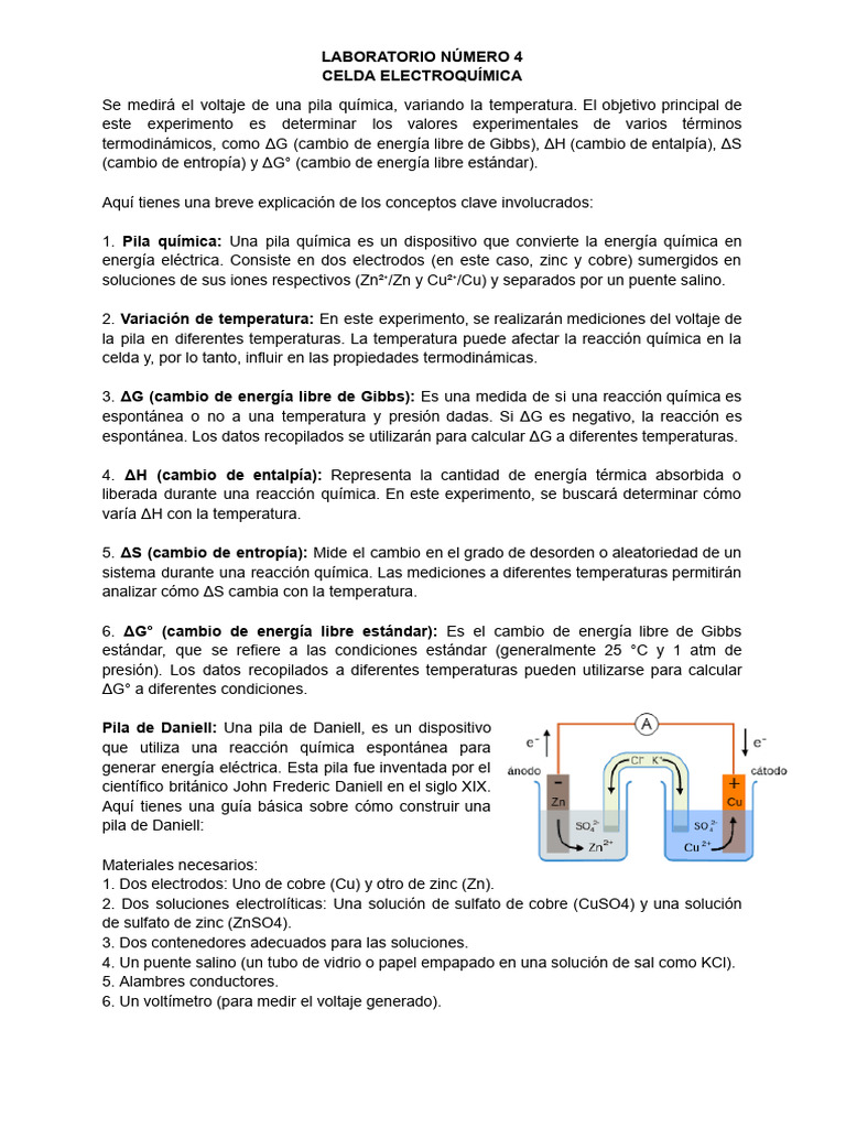 Celda Electroquímica | PDF | Entalpía | Energía libre de Gibbs