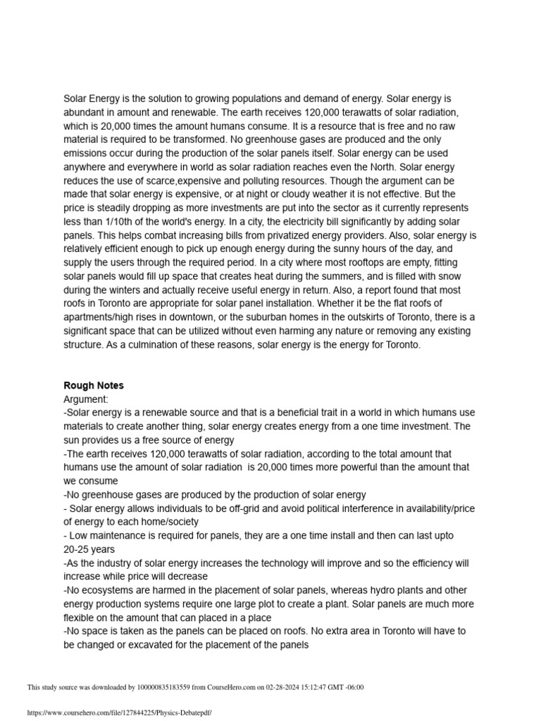 Physics Debate PDF | PDF | Solar Energy | Photovoltaics