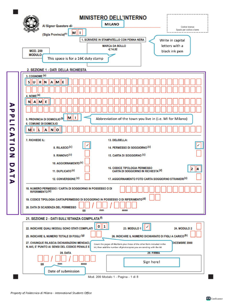 Sample - Kit - Permesso - Di - Soggiorno 2020 | PDF