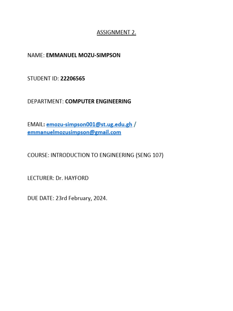 Intro To Eng Assignment 2 | PDF | Biomedical Engineering | Engineering