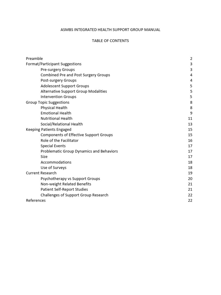 ASMBS Support Group Facilitator Guide | PDF | Meal | Eating Disorder