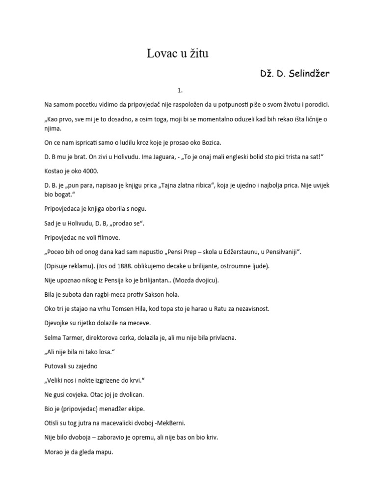 Lovac U Žitu | PDF