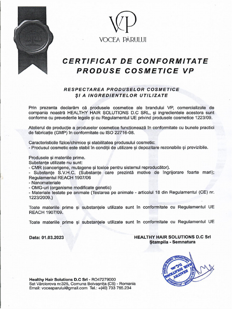 Certificat de Conformitate | PDF