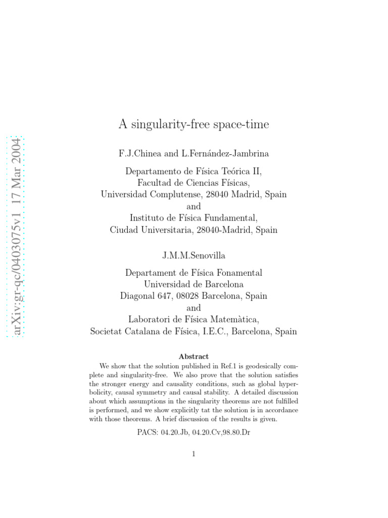Singularity-Free Space-Time Analysis | PDF | Physical Cosmology ...