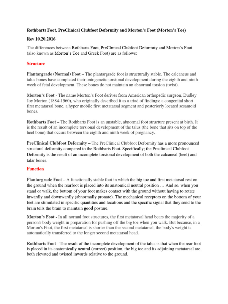 The Difference RFS PCFD and Mortons Foot | PDF | Foot | Toe