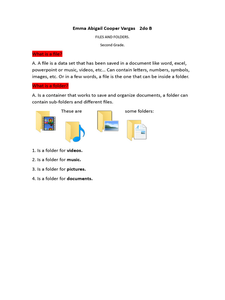 FILES AND FOLDERS Homework Emma Cooper | PDF