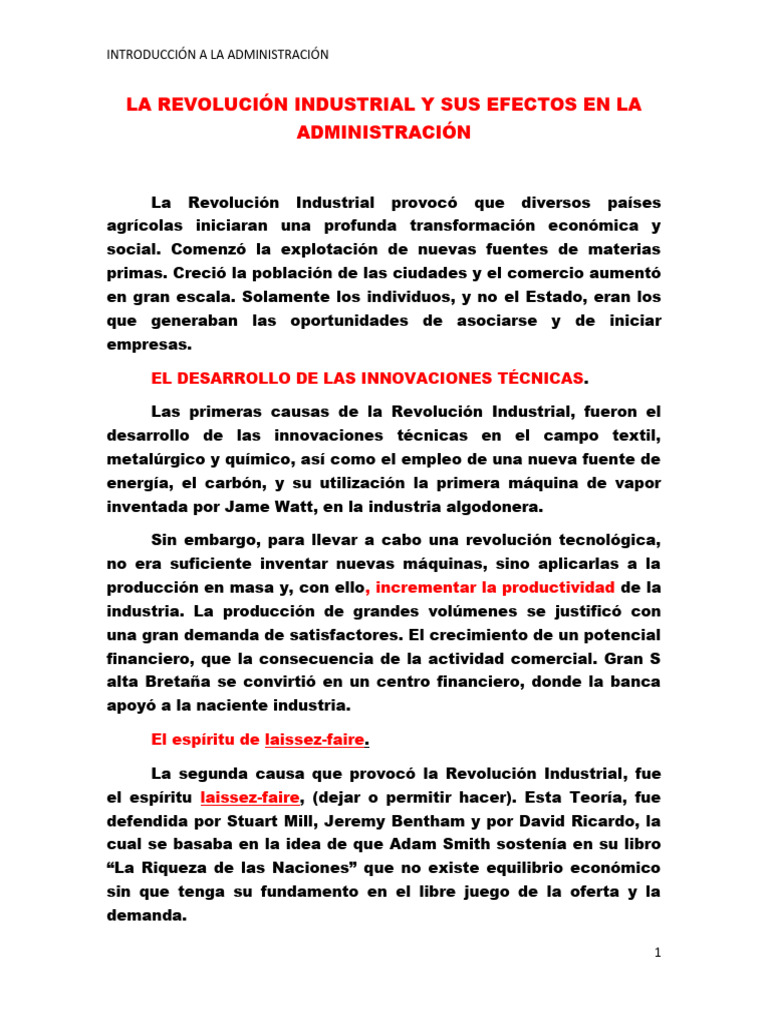 Impacto de la Revolución Industrial en la Administración | PDF | Revolución industrial | Business