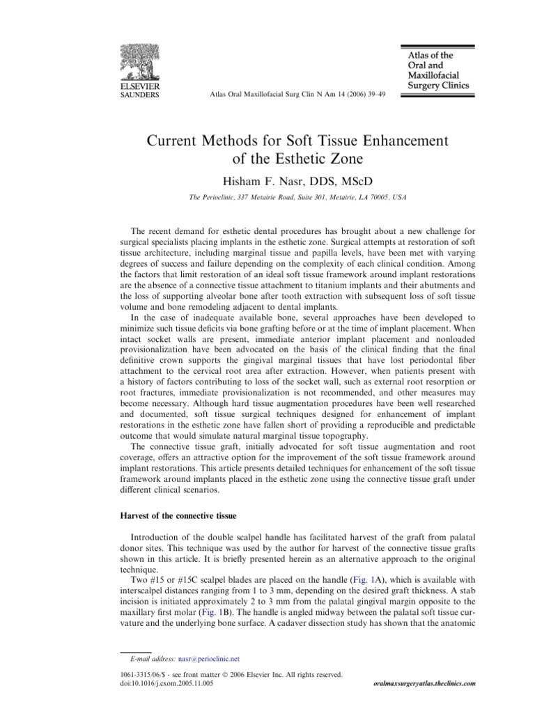 Current Methods For Soft Tissue Enhancement of The Esthetic Zone | PDF | Dental Implant ...