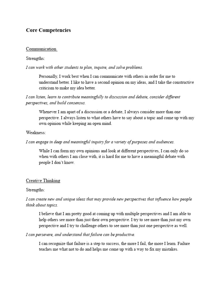 Core Competencies | PDF | Thought | Mind