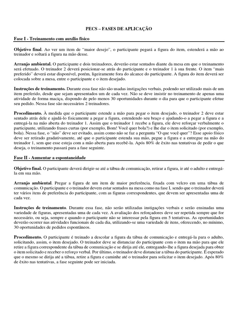 PECS - Fases de Aplicação | PDF | Comunicação