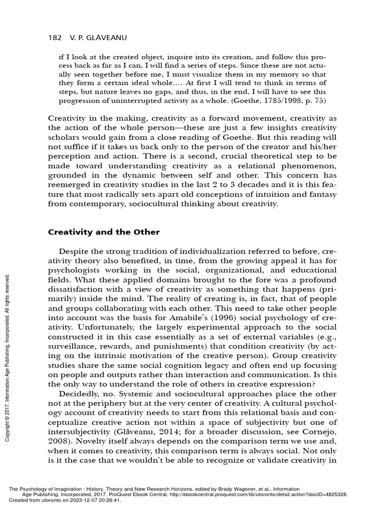 The Psychology of Imagination History, Theory and ... - (PG 195 - 198 ...