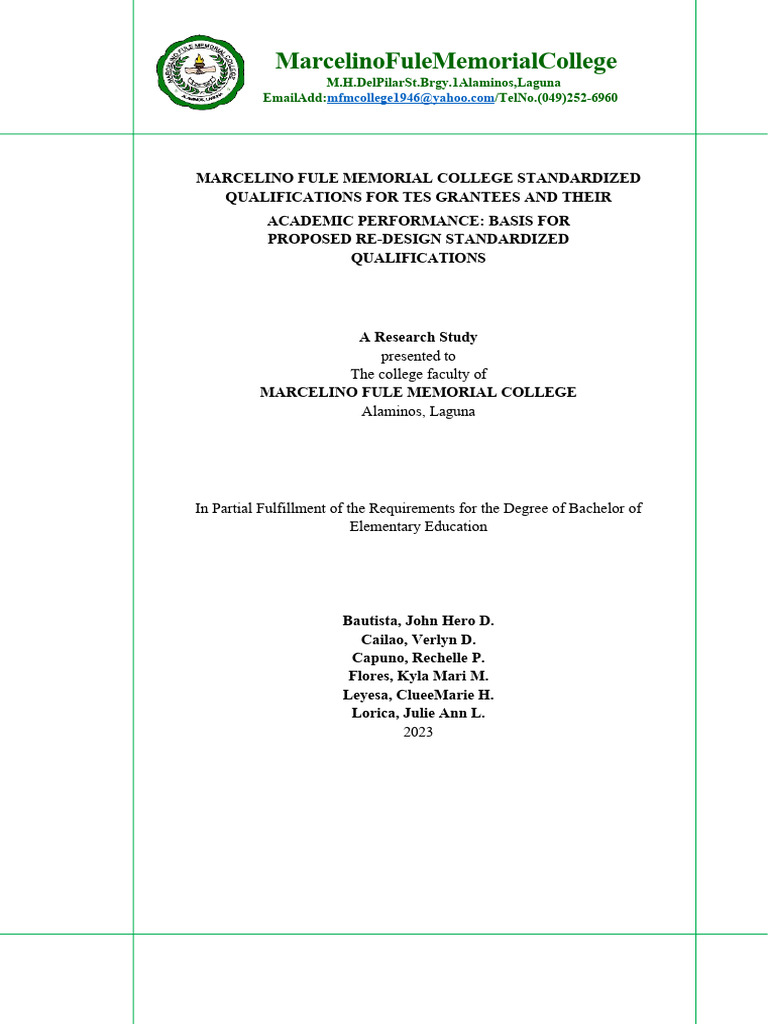 TES Grantees' Academic Performance Study | PDF | Student Financial Aid ...